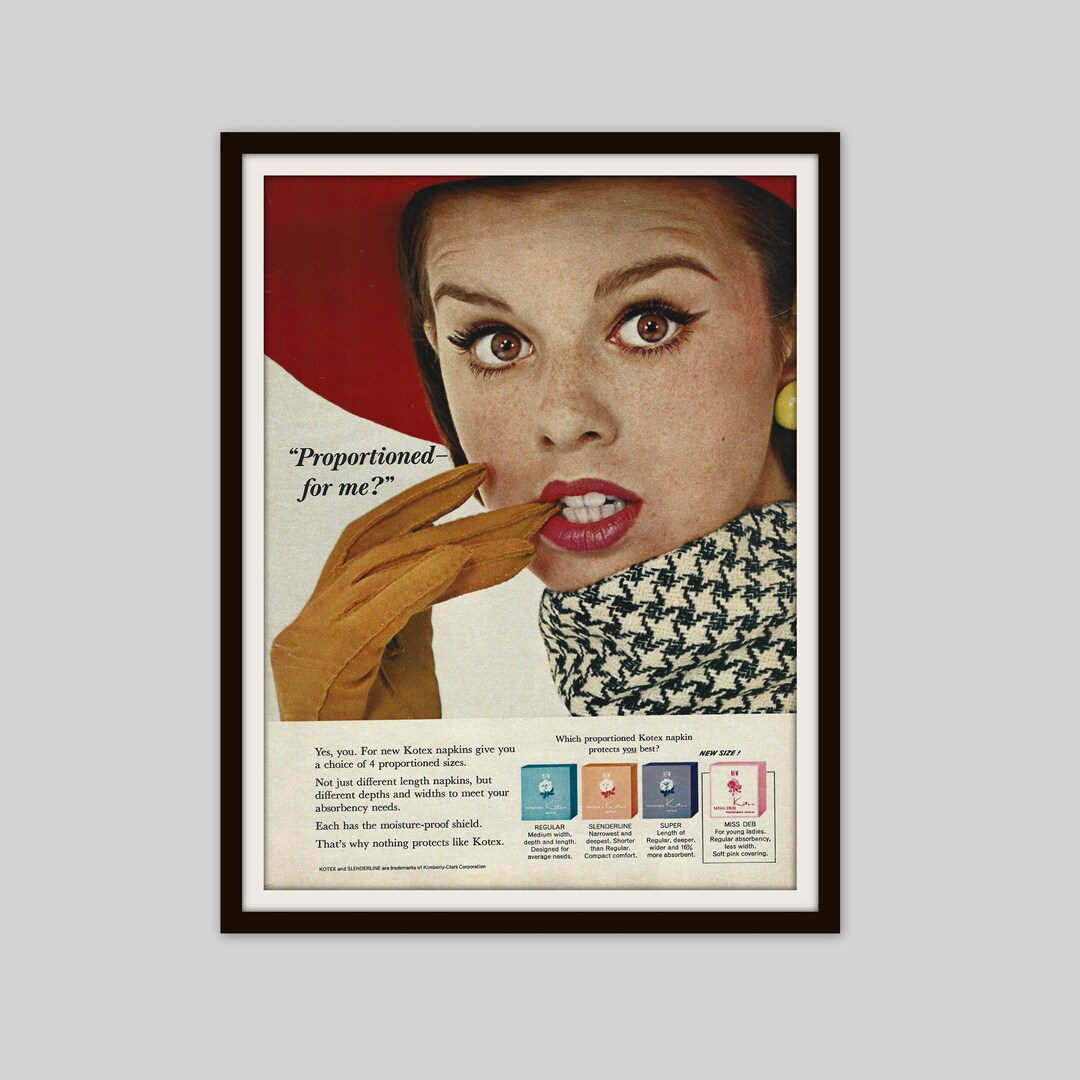 1963 Kotex Print Ad, Period Products Advertisement, Personal Hygiene Ad ...