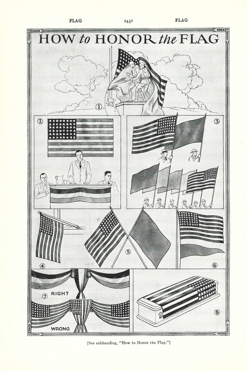 1933 US Flag Code Print: How to Honor the Flag, Original Book Page - Etsy