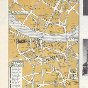 Basel Switzerland Map, City Map, Street Map, 1950s Europe, Bronze ...