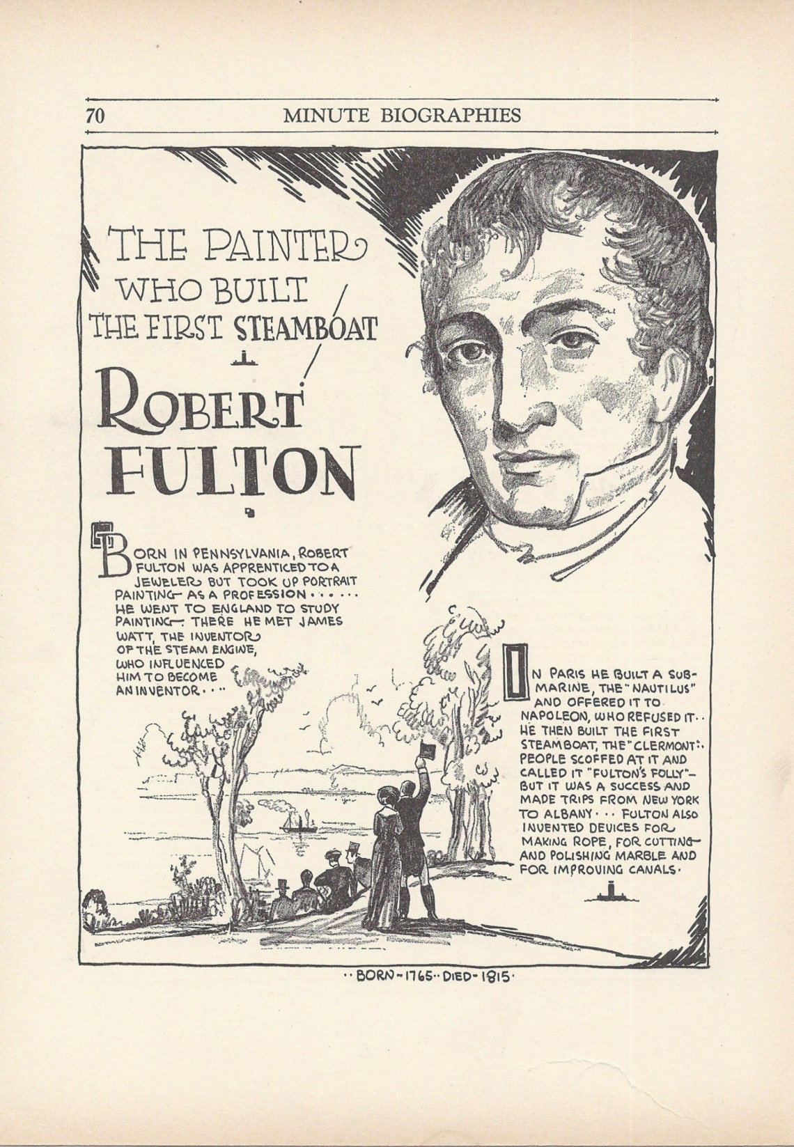 Robert Fulton Vintage Art Print Classroom Art History - Etsy
