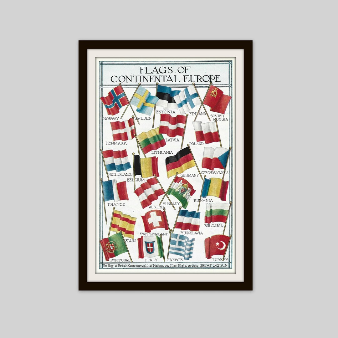 1933 European Flags Vintage Print: Continental Europe Wall Art - Etsy