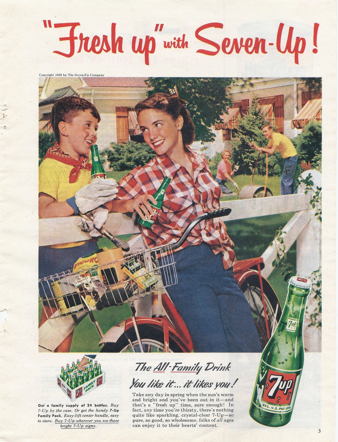 1953 Vintage 7 up Advertisement Mid Century Ad Kitchen - Etsy