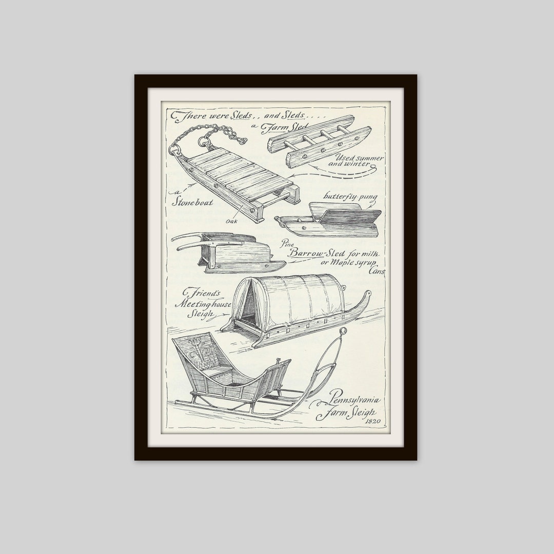 Sleigh Print Sleds Sledding Winter Sports Winter Decor - Etsy