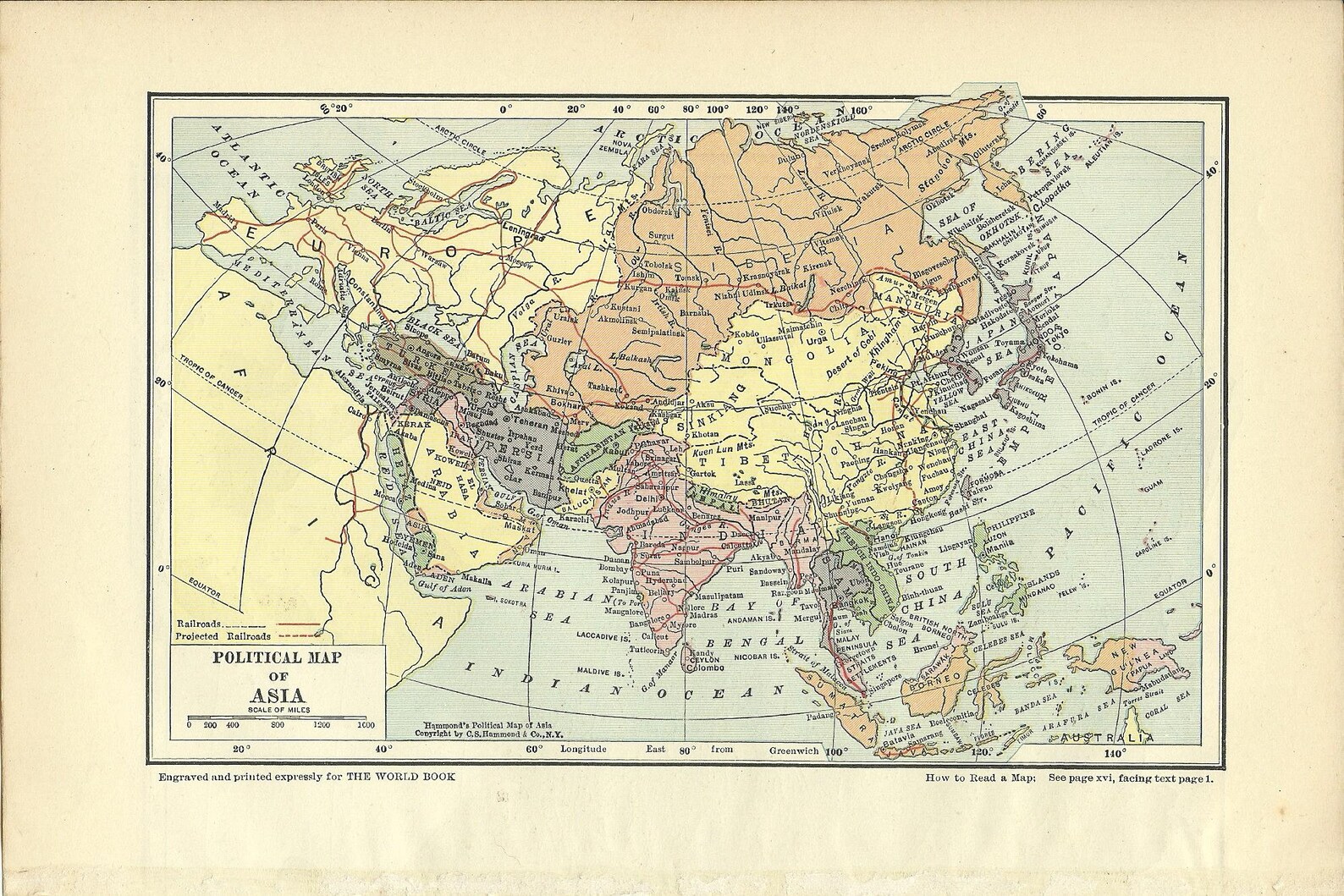 Political Map of Asia 1930 Original Historical Map Antique - Etsy