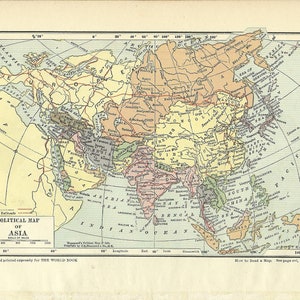 Political Map of Asia, 1930 Original Historical Map, Antique Asia Map ...