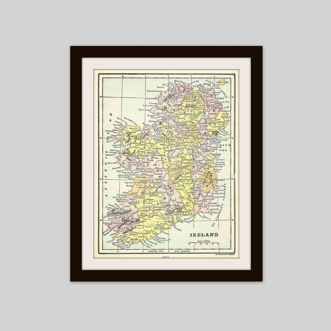 Ireland Map Original 1905 Map Antique Map Map Decor Map to - Etsy