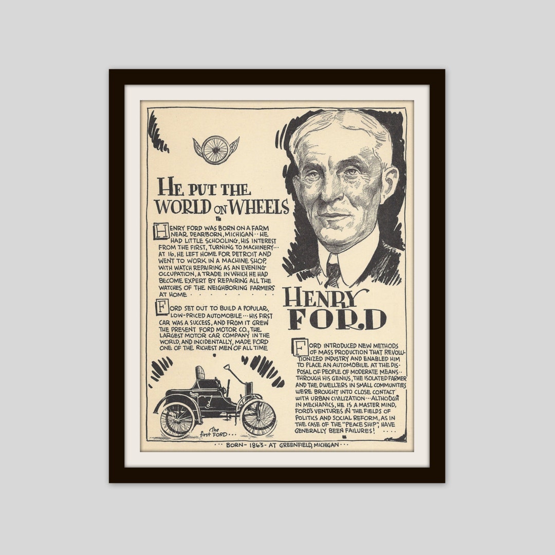 Henry Ford, Vintage Art Print, Classroom Art, History Buff, Office Art ...
