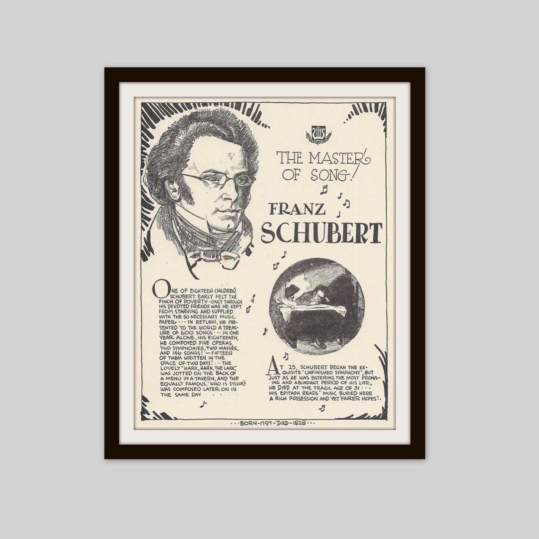 Franz Schubert, Vintage Art Print, Classroom Art, Music Teacher Gift ...