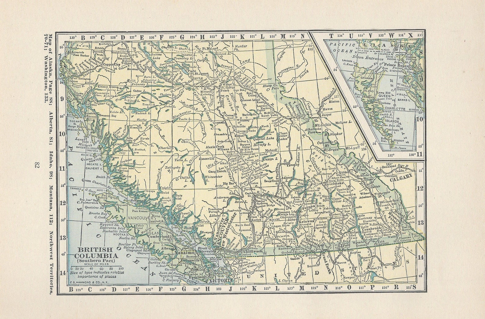 British Columbia Map C. 1924 Antique Map Canada Provinces | Etsy