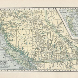 British Columbia Map, C. 1924 Antique Map, Canada Provinces Map, Map ...