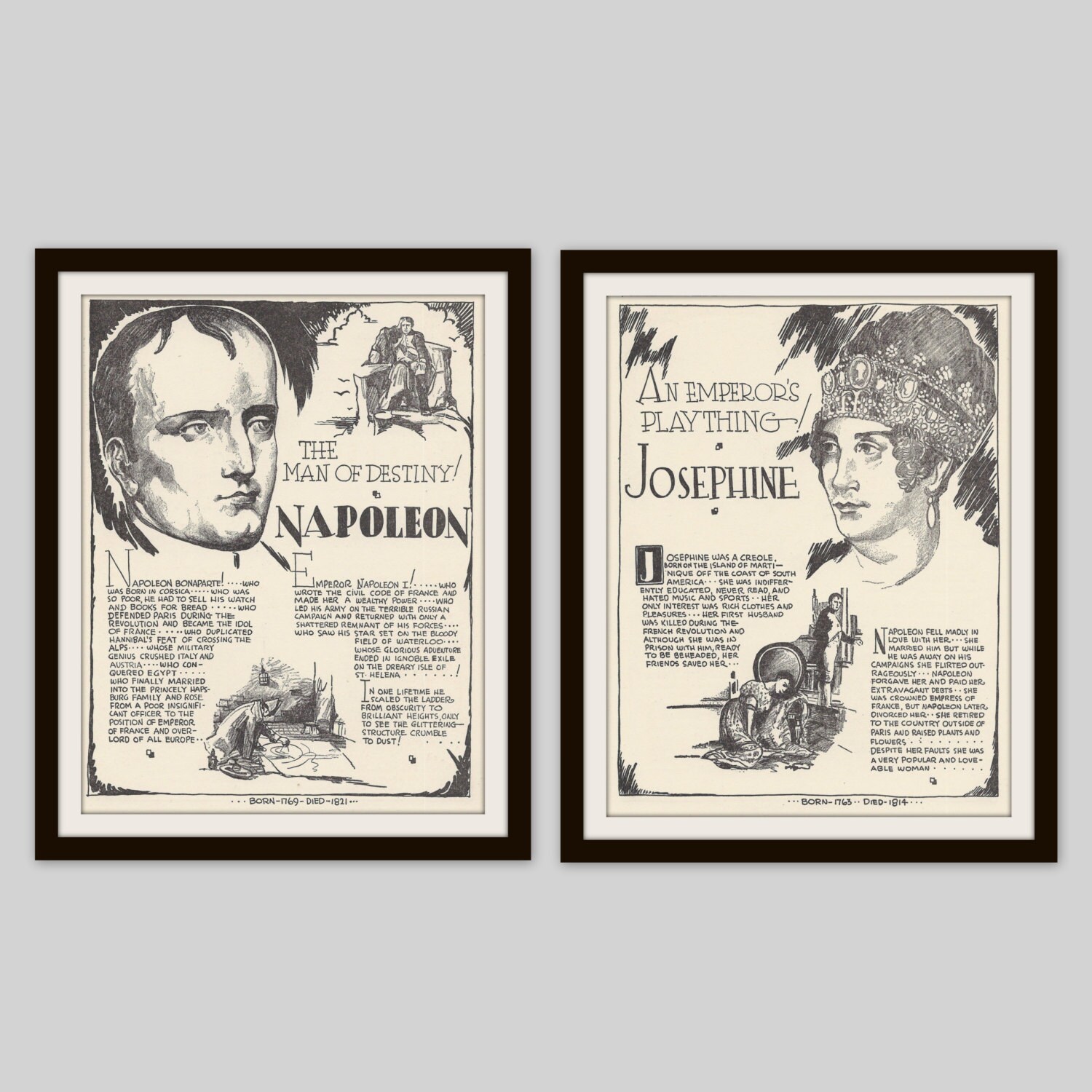 Any 4 Historical Biographies Set of 4 Vintage Art Print Set - Etsy
