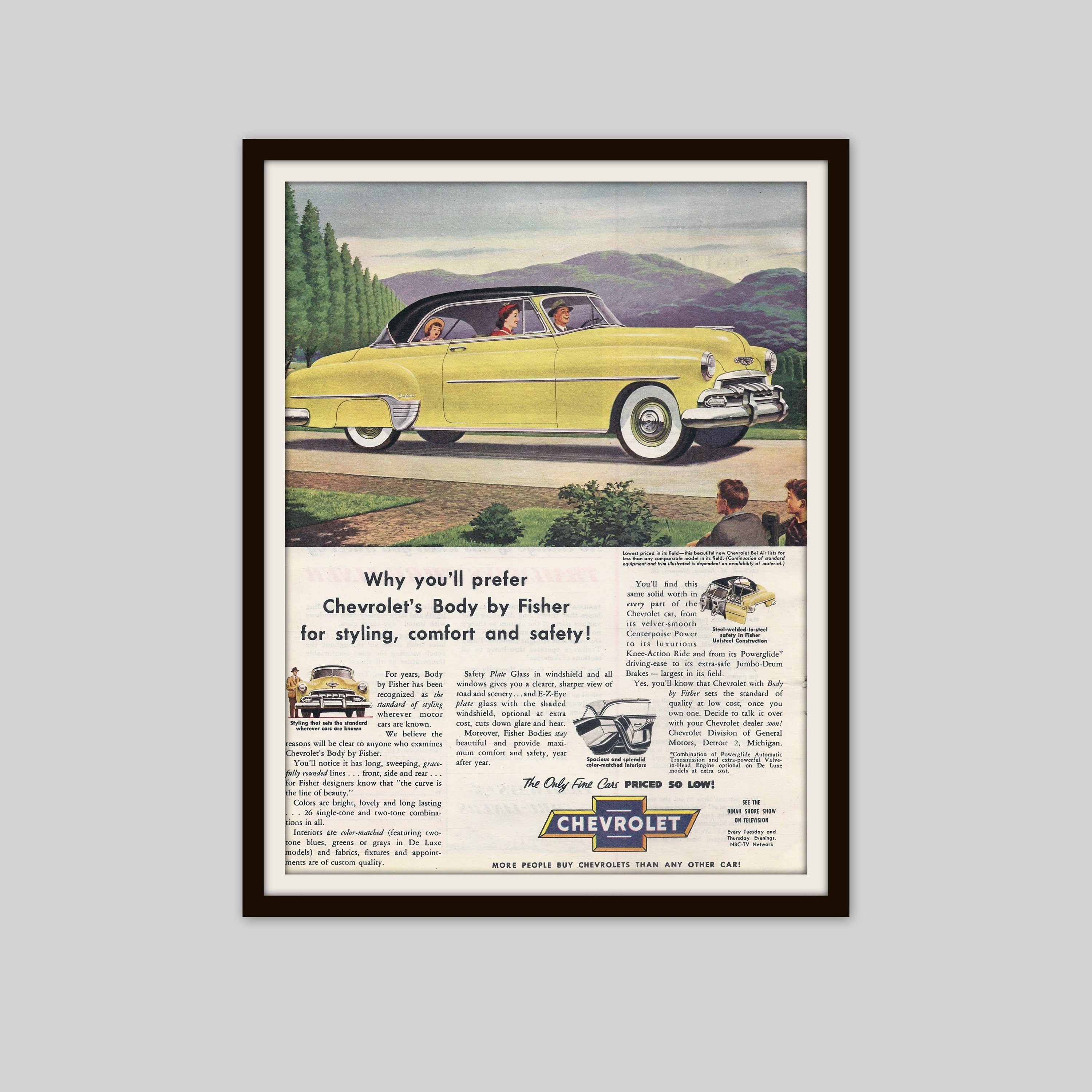 1953 Vintage Chevrolet Ad Chevrolet Bel Air 1950s Car Ad | Etsy
