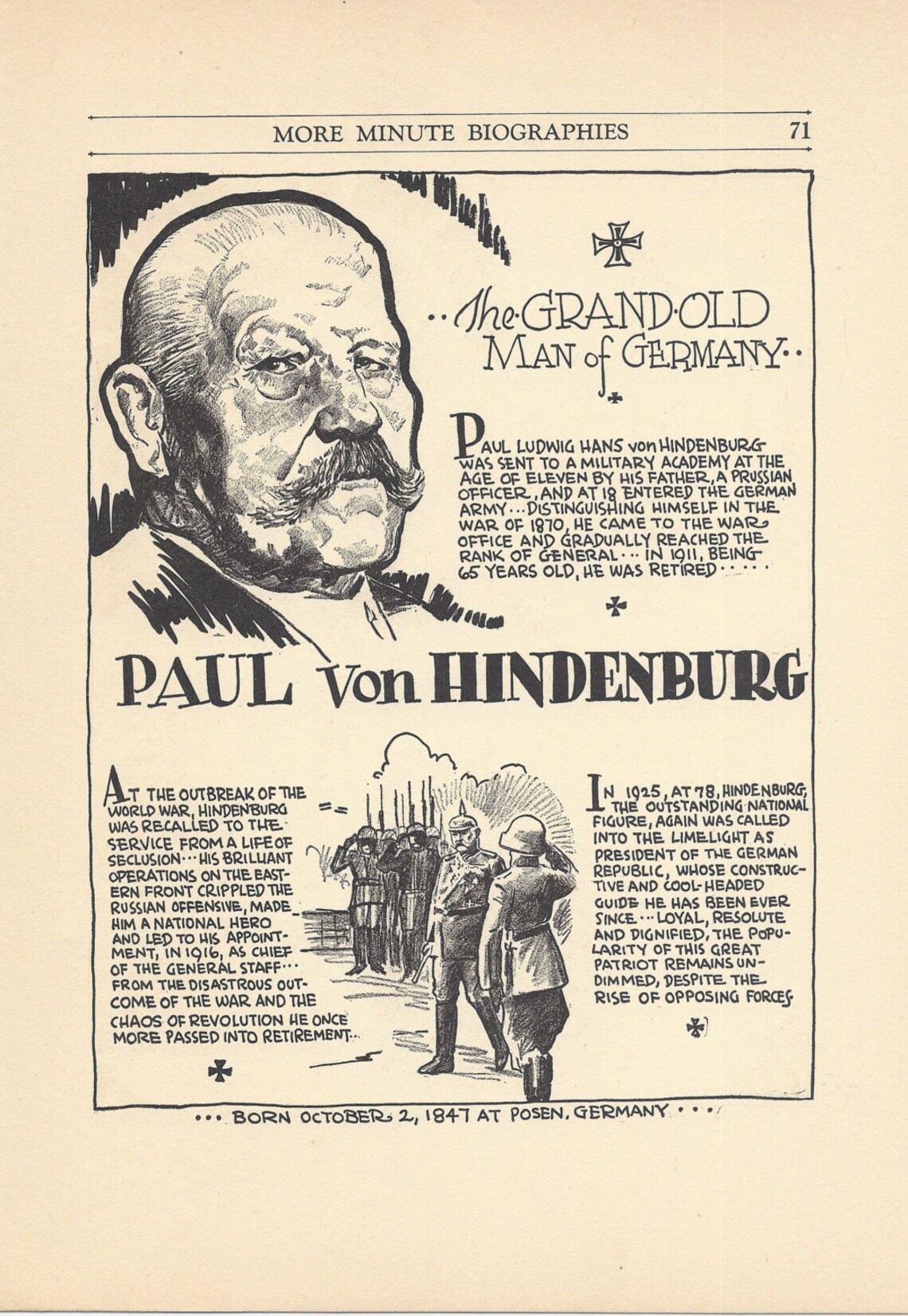 Paul Von Hindenburg Vintage Art Print Classroom Art History | Etsy