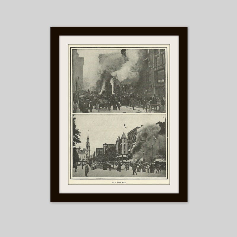 Firefighter Lithograph - Etsy