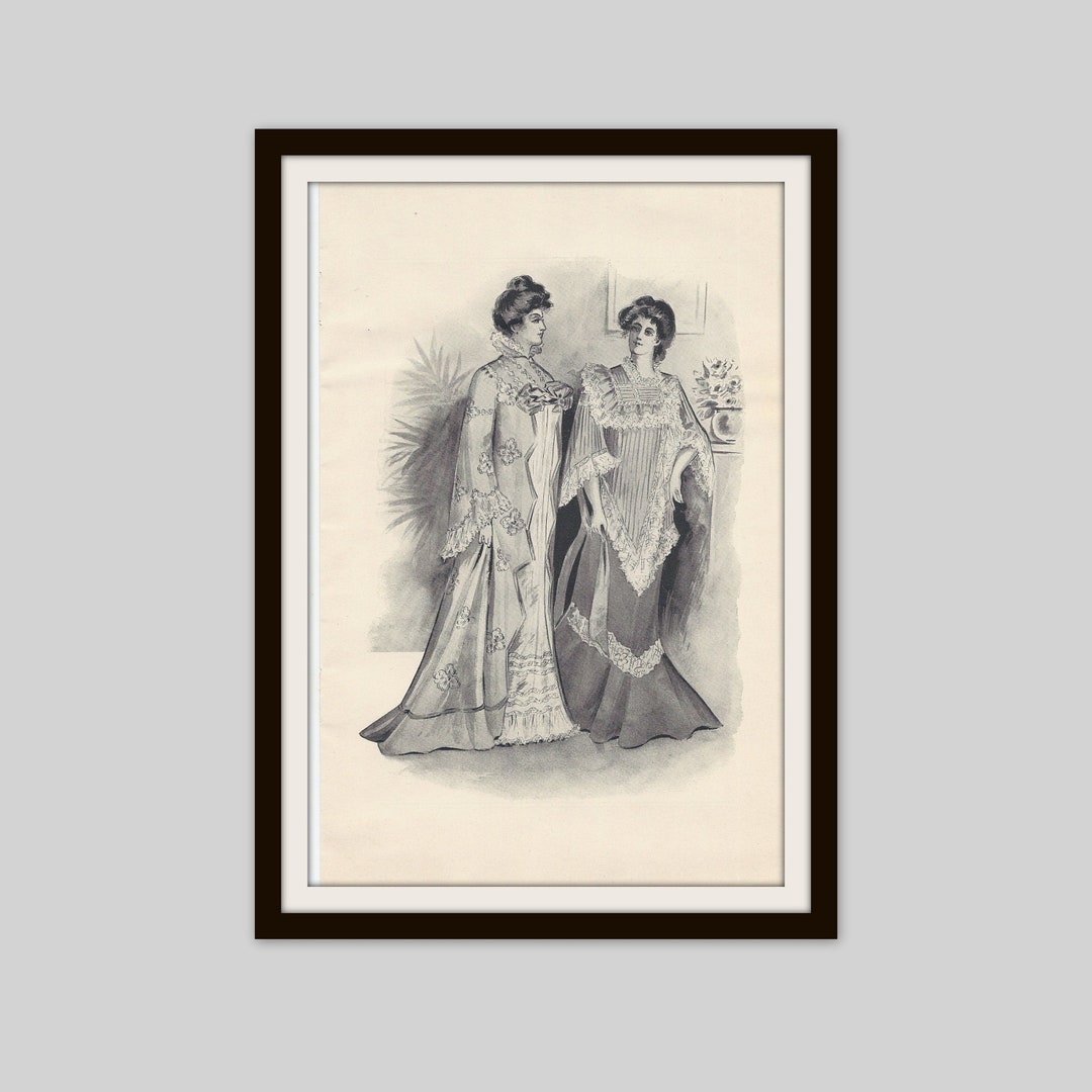 Negligees, Tea Gowns, Kimonos, Edwardian Fashion Print, Original 1902 ...