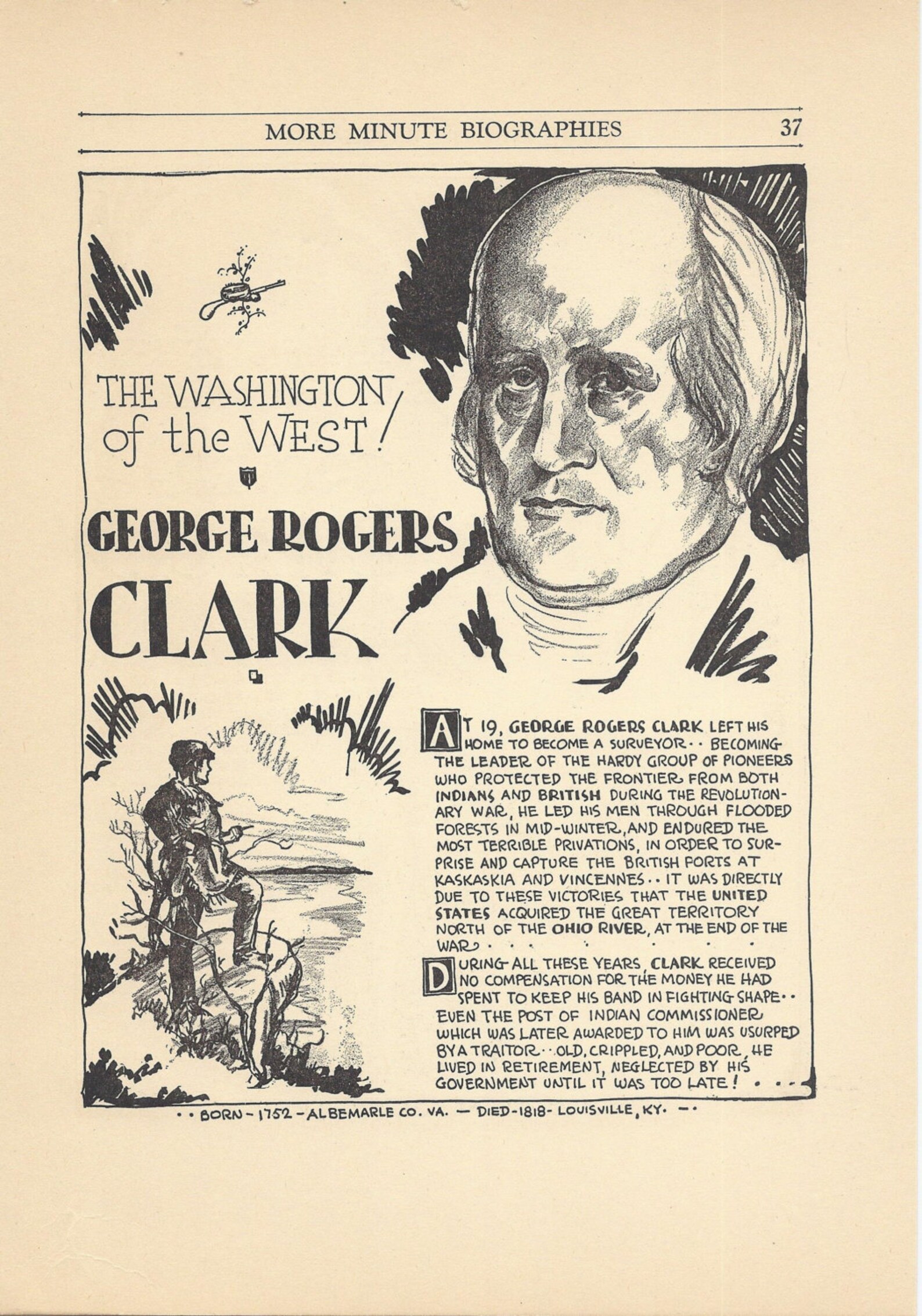 George Rogers Clark Vintage Art Print Teacher Gift History | Etsy