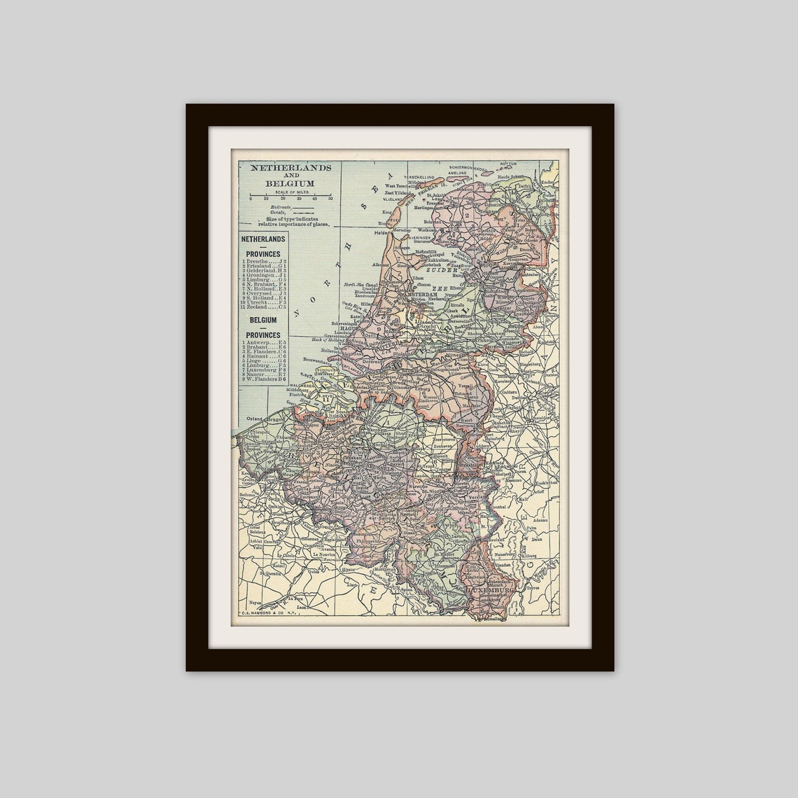 Antique 1926 Map Netherlands Map Belgium Map Original Map - Etsy