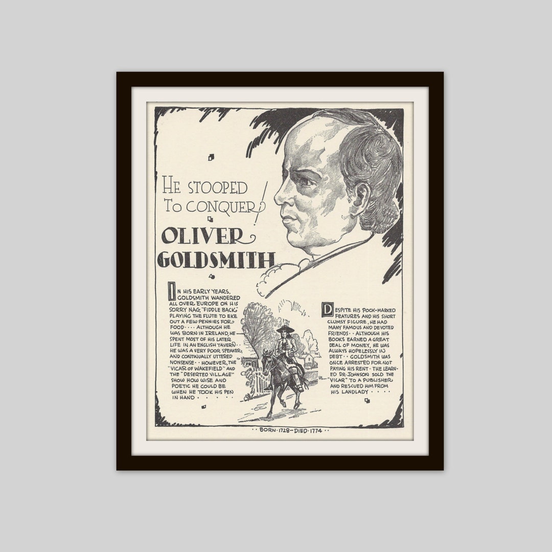 Oliver Goldsmith Vintage Art Print: Literary Gift, Classroom Decor - Etsy