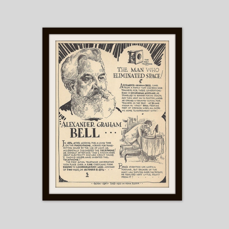 Alexander Graham Bell Vintage Art Print Classroom Decor - Etsy