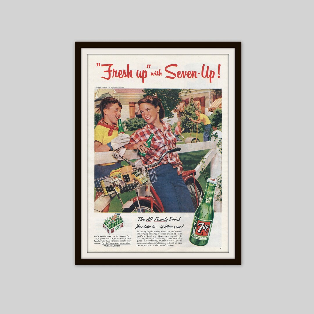 1953 Vintage 7 up Advertisement, Mid Century Ad, Kitchen Decor ...