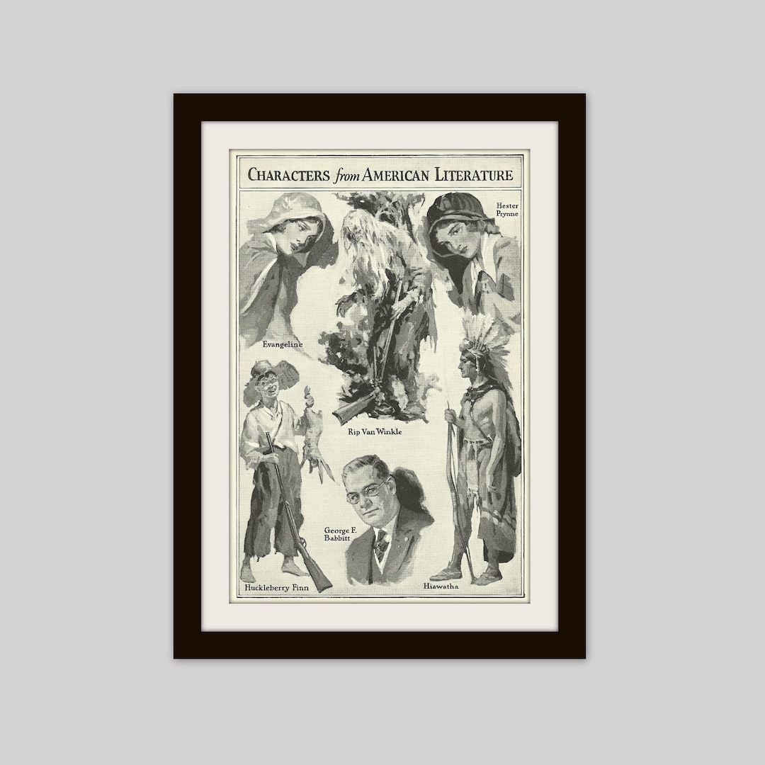 1930 Characters From American Literature Print, Original Antique Print ...