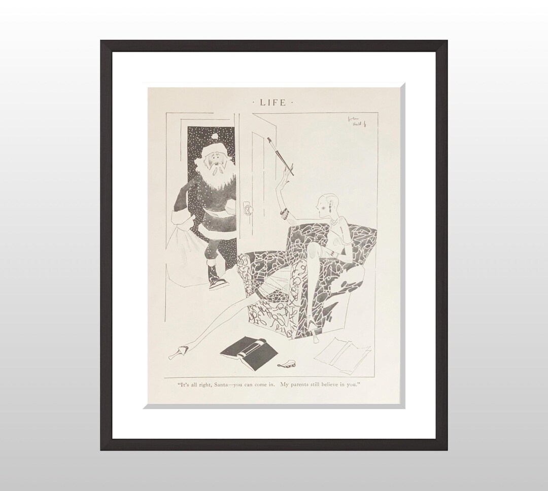 1920s Life Magazine Flapper Santa Art, Psychological Christmas ...