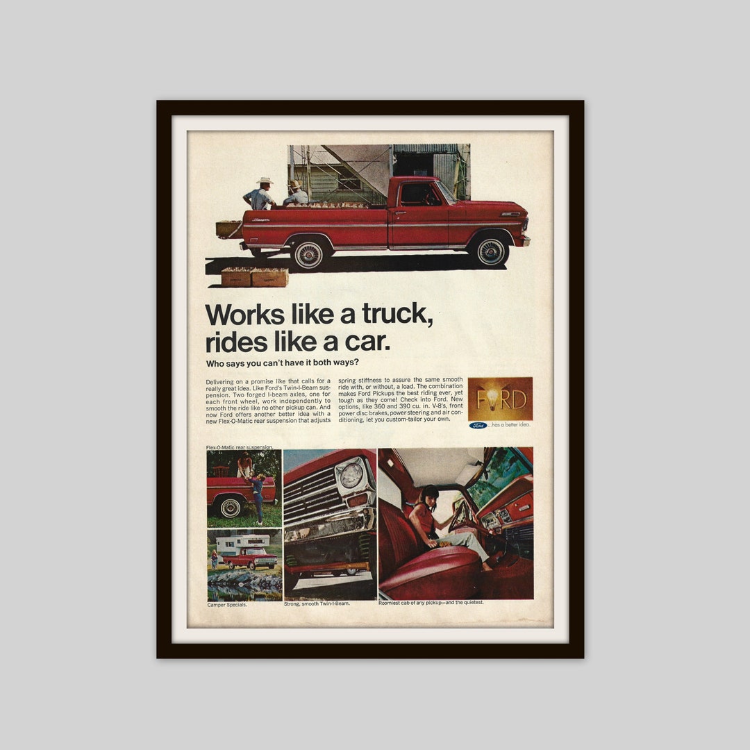1968 Ford Pickup Print Ad, Vintage Truck Ad, Print Advertisement, Retro ...