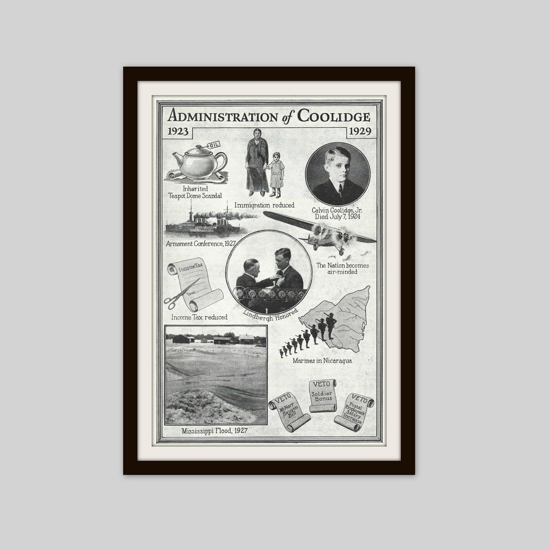 1933 Coolidge Administration Print, Original Book Page, Calvin Coolidge ...