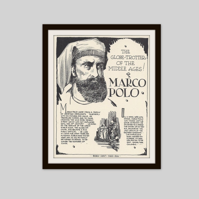 Marco Polo, Vintage Art Print, Classroom Art, History Teacher Gift ...