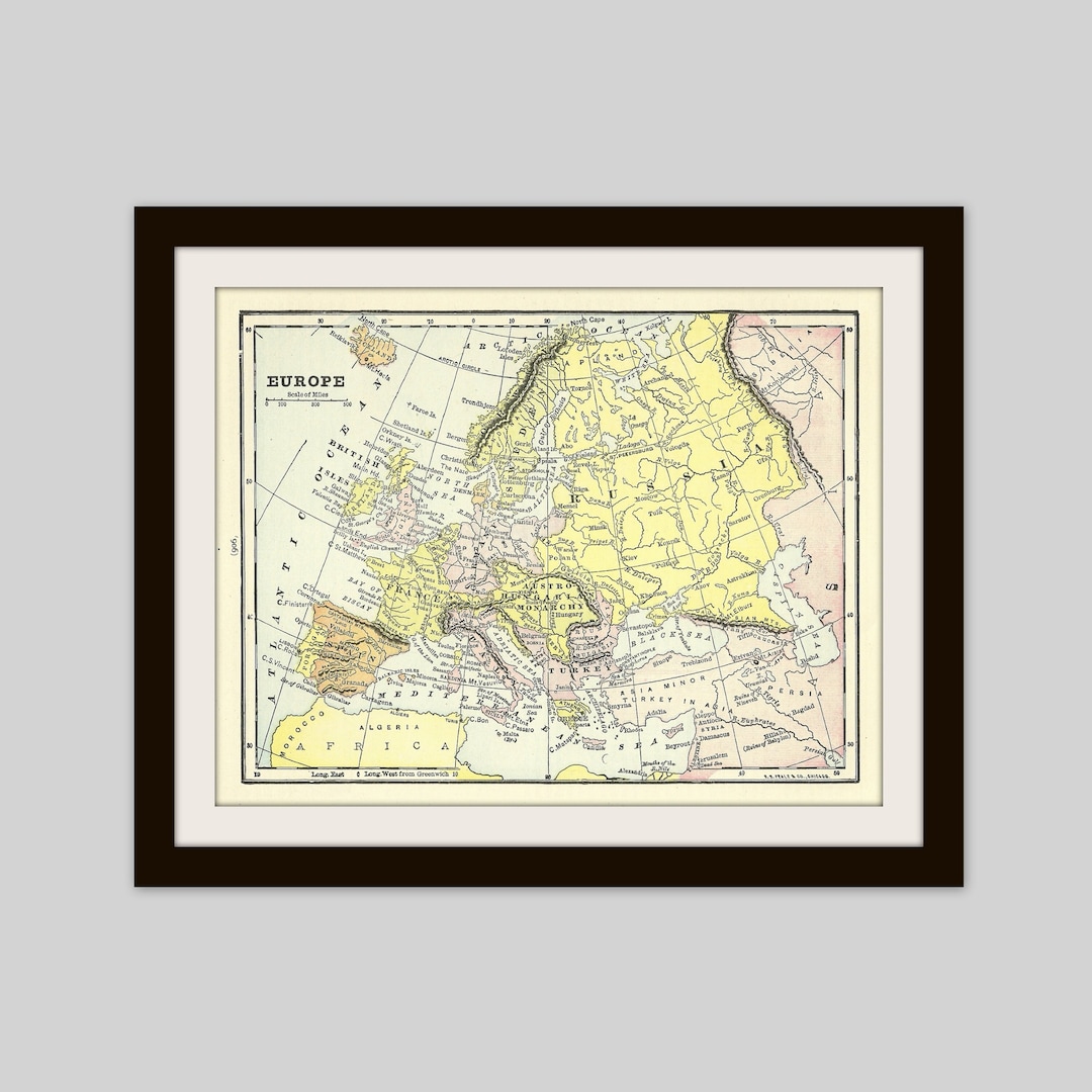 Europe Map, Original 1905 Map, Antique Map, Map Decor, Map to Frame - Etsy