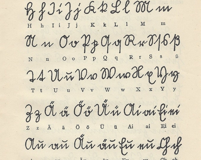 Vintage 1930s German Alphabet, Handwriting Guide - Etsy