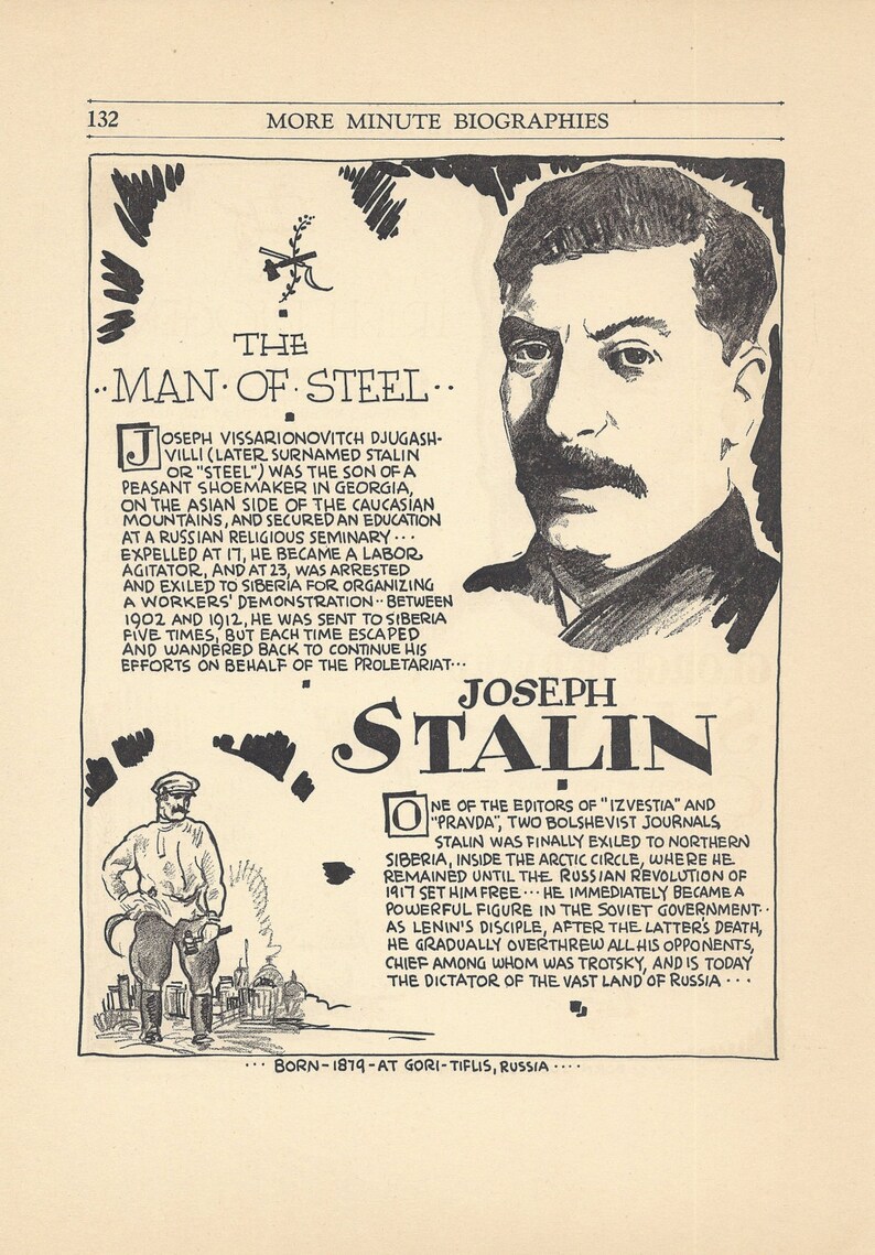 Joseph Stalin Vintage Art Print Classroom Art History - Etsy