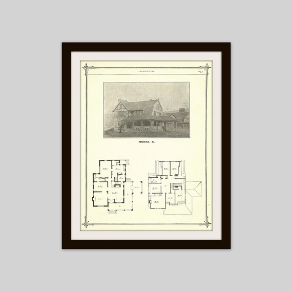 Architecture Print Tudor Style Home Plan Original 1905 | Etsy