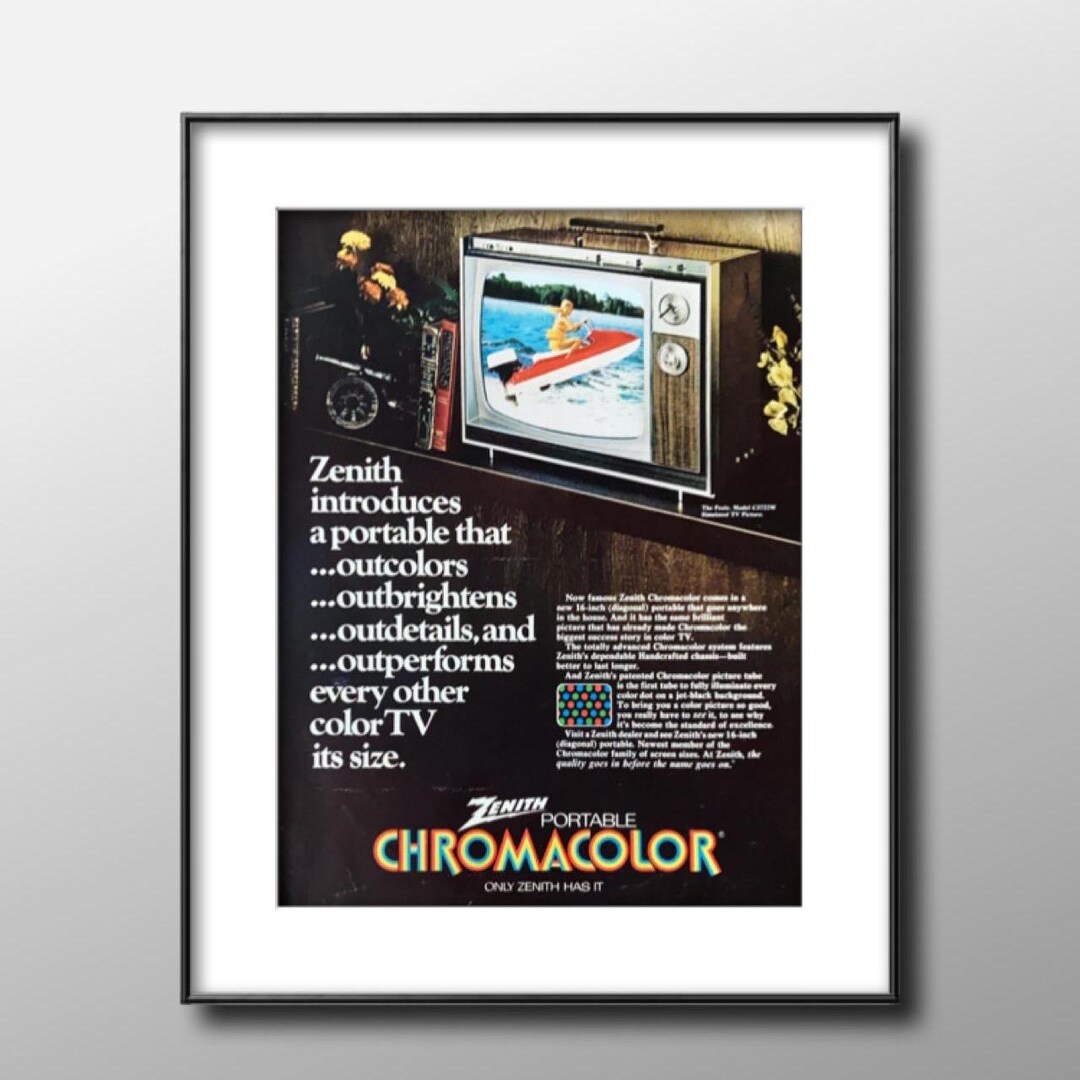 1971 Zenith Television Print Ad, Portable Chromacolor TV, Original ...