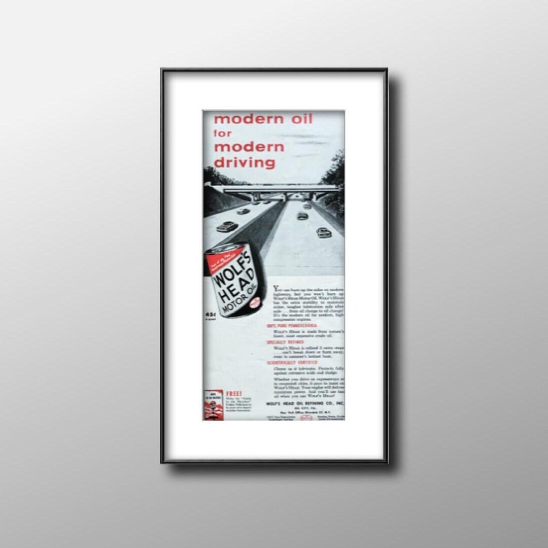 1955 Wolf's Head Motor Oil Print Ad, General Motors Ad, Original ...