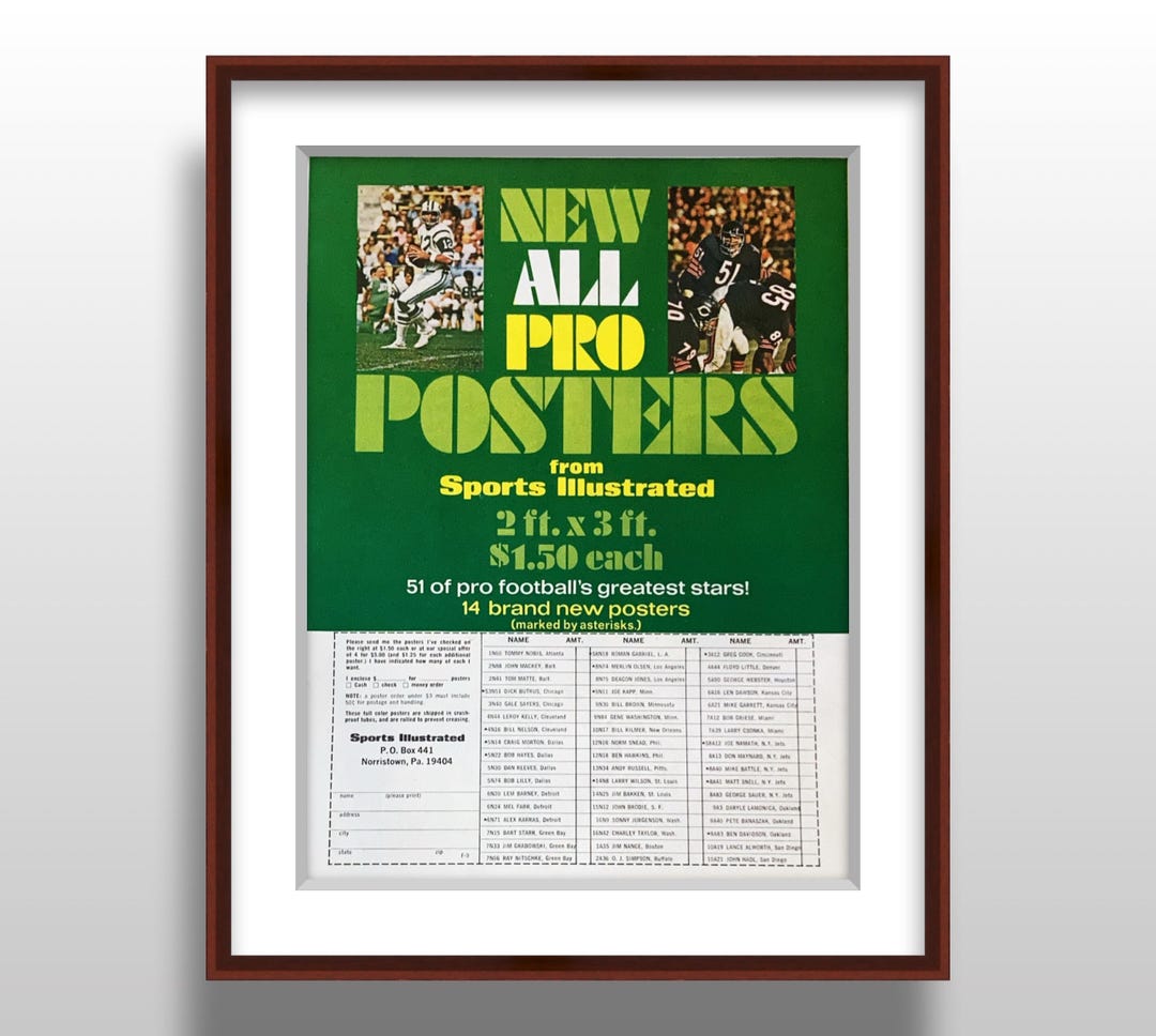 1970 Sports Illustrated All-pro Posters Advertisement – Classic Vintage ...