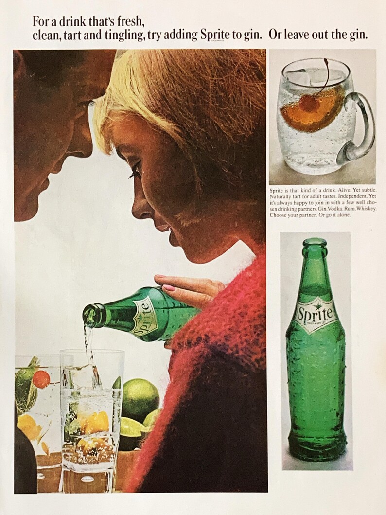 1966 Sprite Vintage Magazine Advertisement – Retro Beverage Ad - Etsy