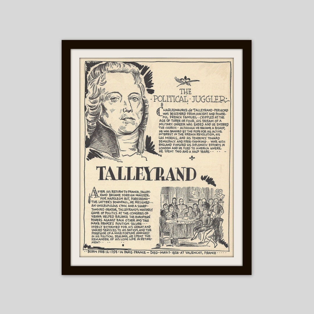 Talleyrand, Vintage Art Print, Classroom Art, History Teacher Gift ...