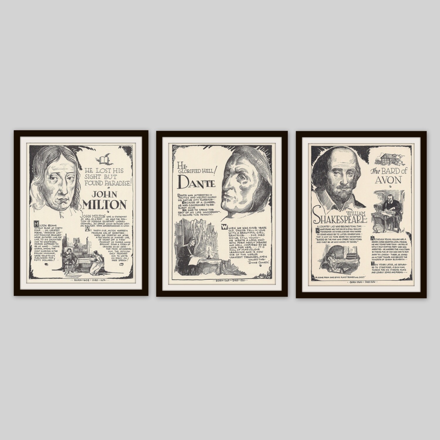 Any 3 Historical Biographies Set of 3 Vintage Art Print Set - Etsy