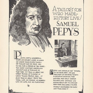 Samuel Pepys, Vintage Art Print, Classroom Art, Educational Art ...