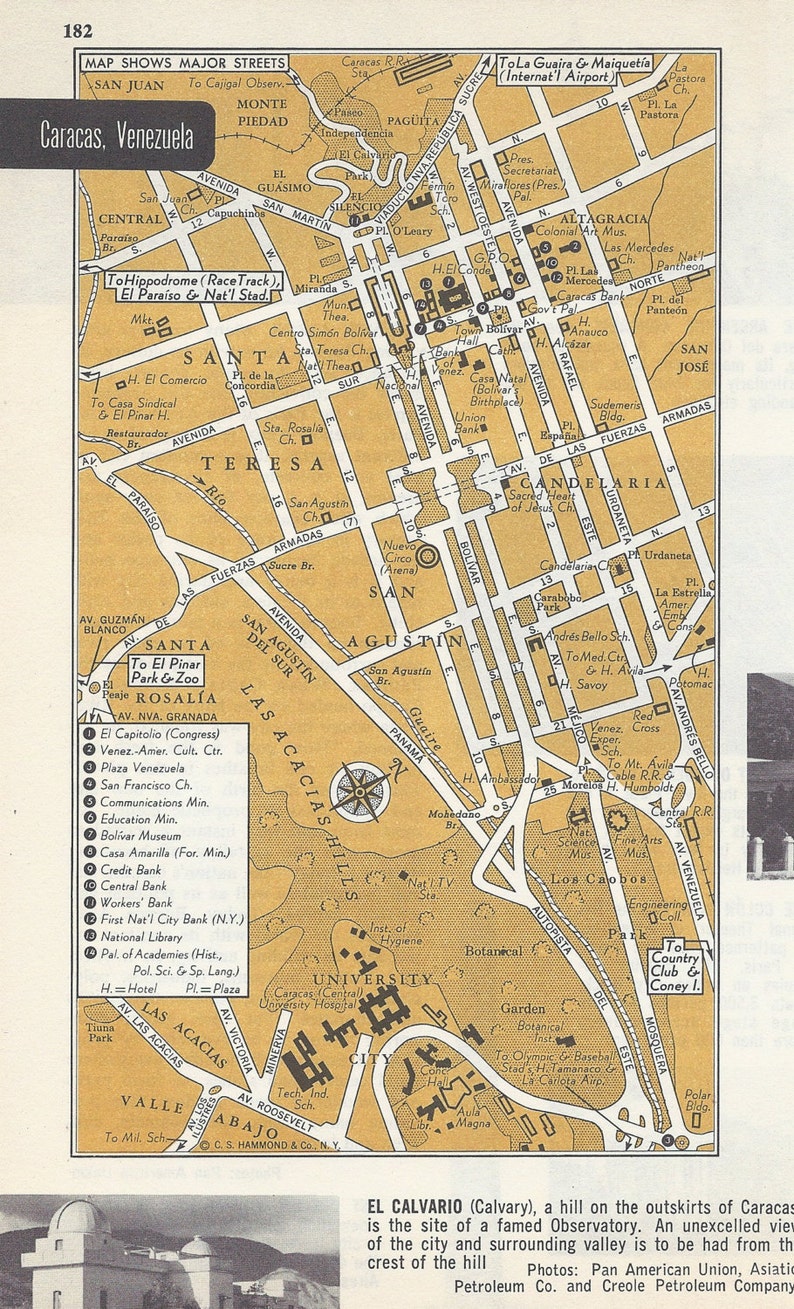 Caracas Venezuela Map City Map Street Map South America - Etsy