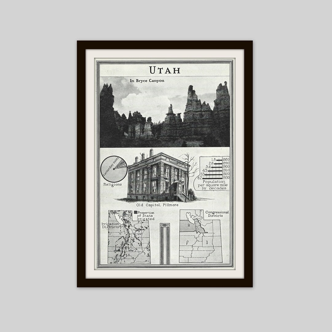 1933 Utah Print, Original Book Page, Utah History, Bryce Canyon ...