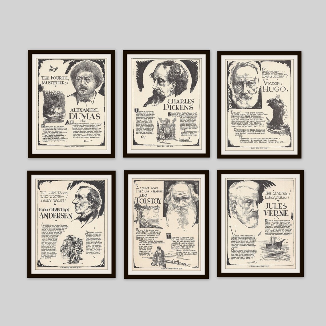 Any 4 Historical Biographies Set of 4 Vintage Art Print Set - Etsy