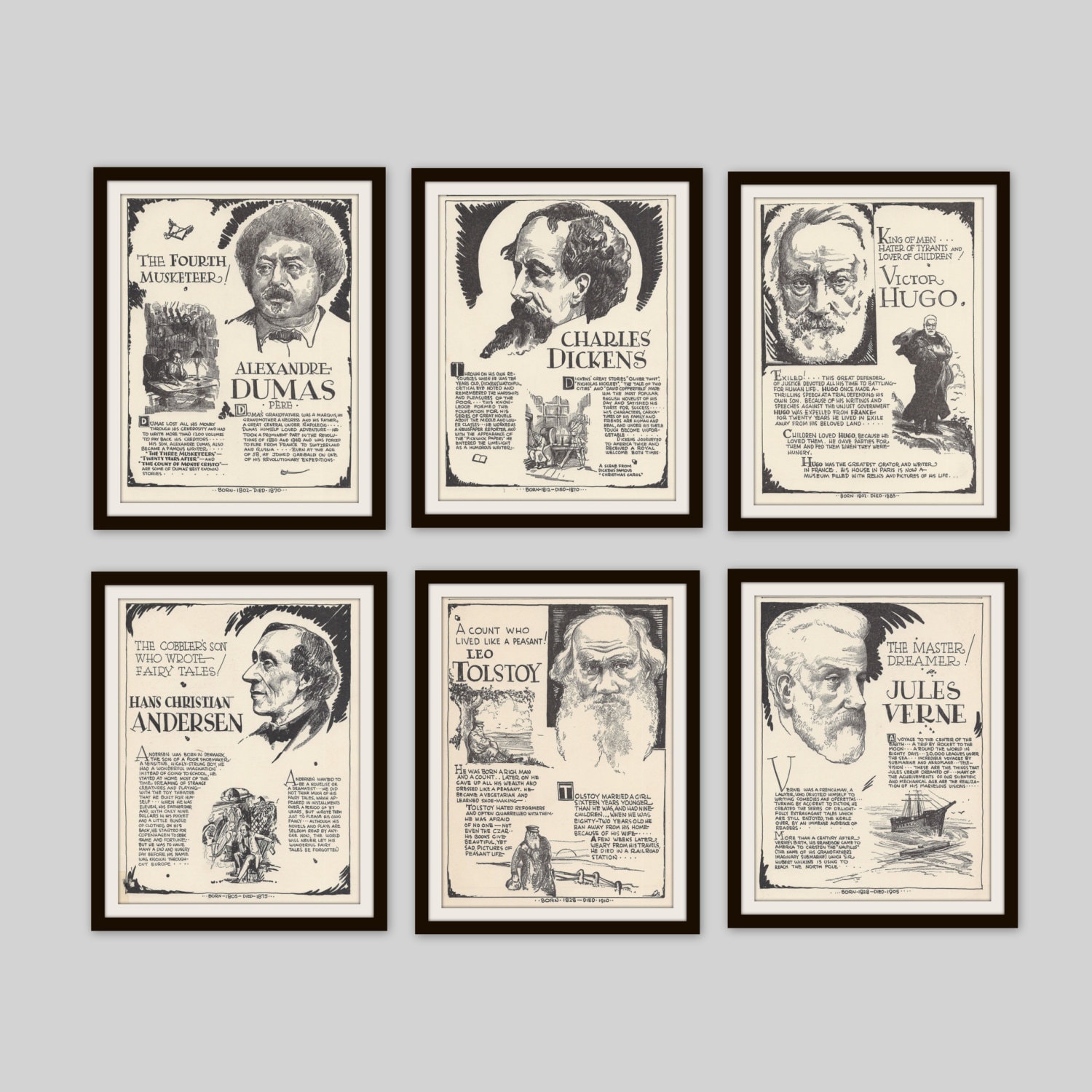 Any 4 Historical Biographies Set of 4 Vintage Art Print Set - Etsy