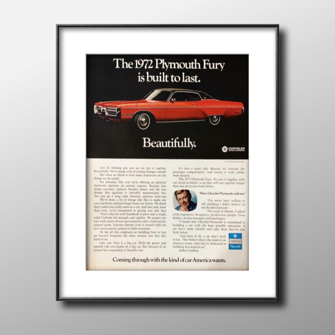 1971 Plymouth Fury Print Ad, Classic Muscle Car Advertising, Original ...