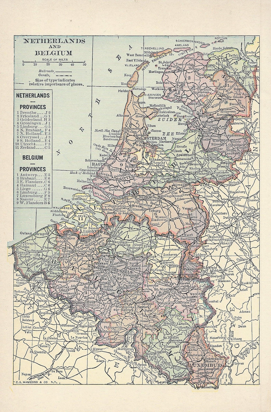 Antique 1926 Map Netherlands Map Belgium Map Original Map - Etsy
