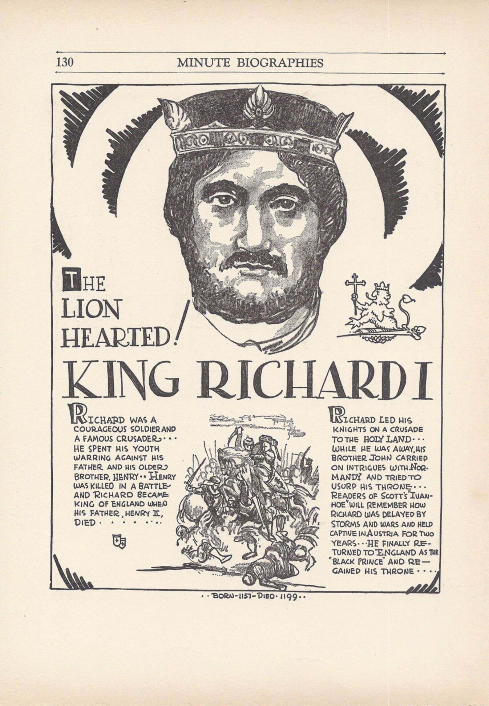 King Richard I The Lion Hearted Vintage Art Print Classroom | Etsy