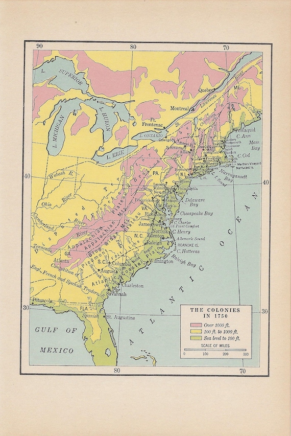 Map Of Colonial America 1750 13 Colonies And Map Hi Res Stock