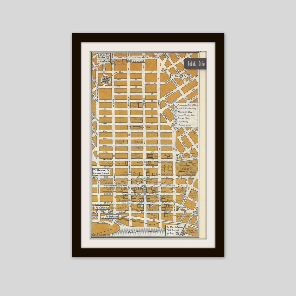 Trenton New Jersey Map City Map Street Map 1950s 2 Sided | Etsy