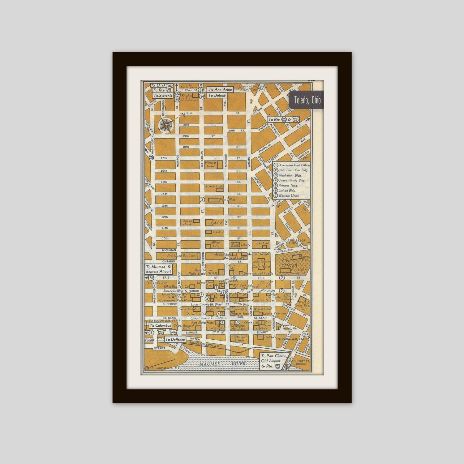 Trenton New Jersey Map City Map Street Map 1950s 2 Sided | Etsy